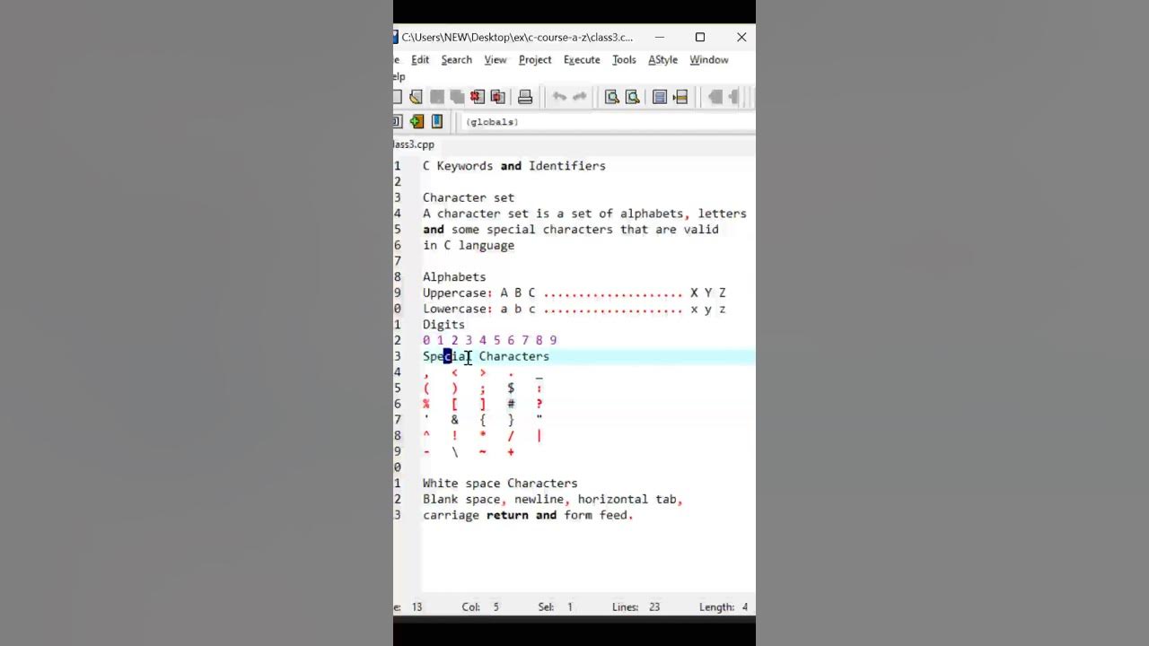 Class 3 Keywords And Identifiers In C Language Cprogramming Cprogrammingvideo Youtube