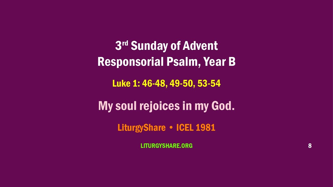 3rd Sunday of Advent, Responsorial Psalm, Year B, Australian Lectionary ...