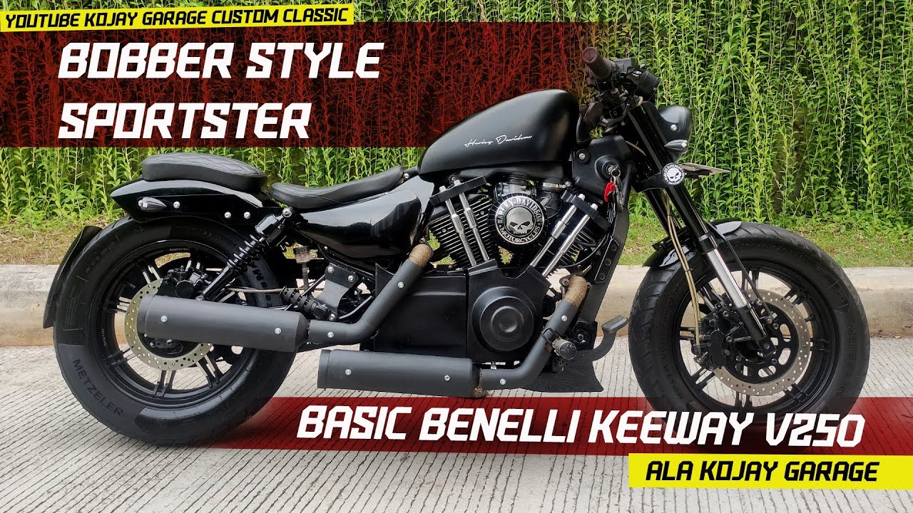 Bobber style Sportster Basic Benelli Keeway V250 ala Kojay Garage - YouTube