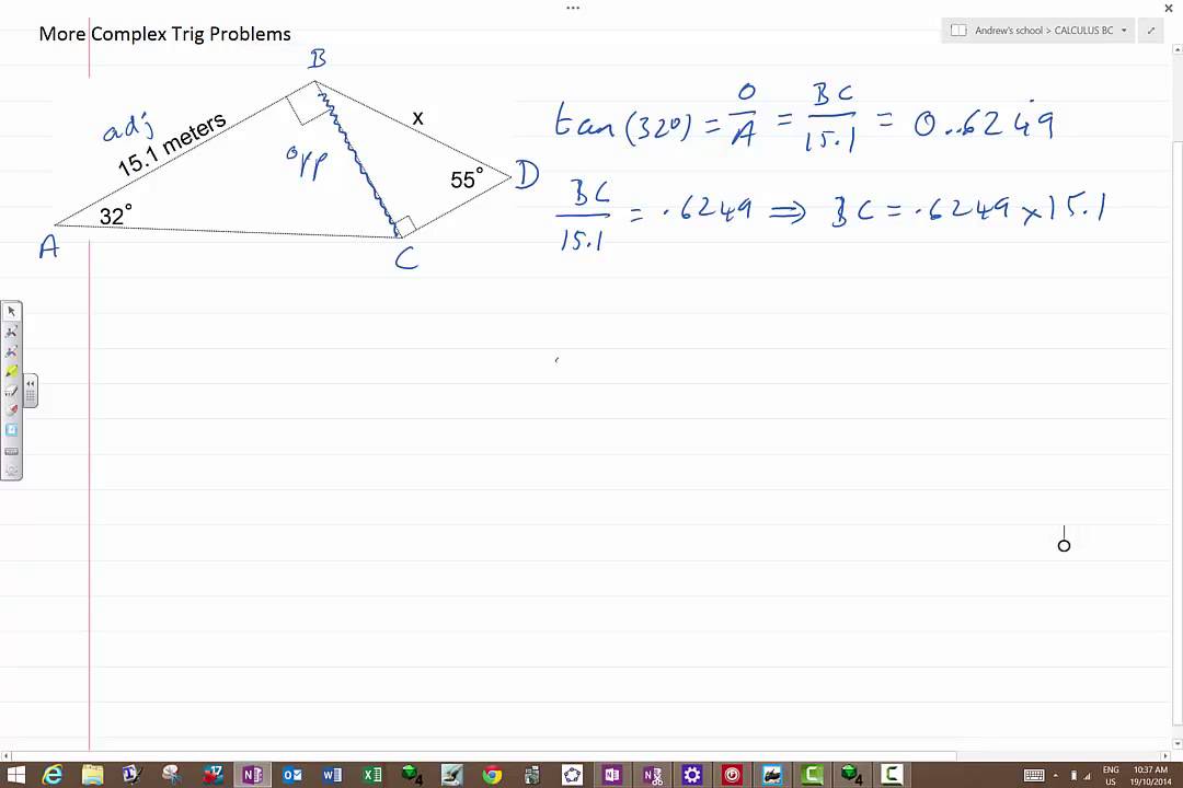 More Complex Trig problems in Math 10 - YouTube
