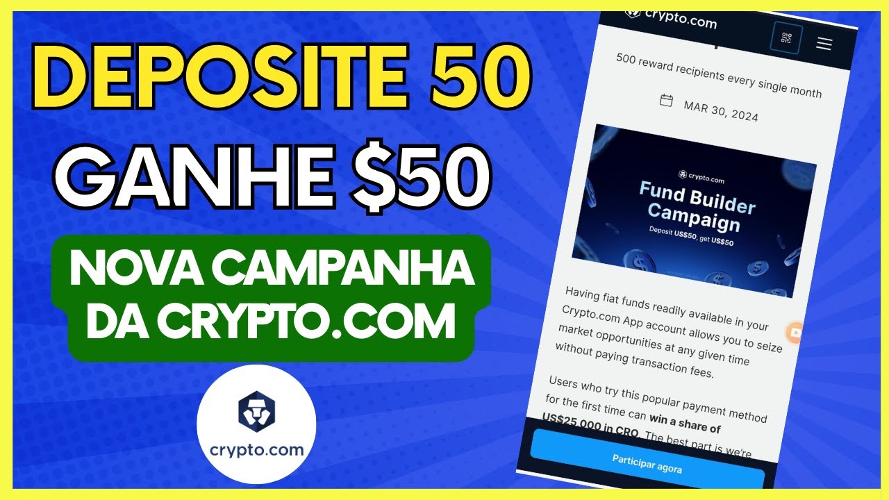 NOVA CAMPANHA DA CRYPTO.COM DEPOSITE $50 GANHE 50 EM CRO - YouTube