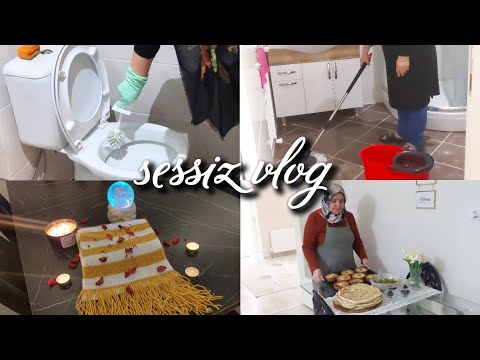 Sessiz vlog/ Ramazan temizliği başladı, Banyo temizliği, Fırında sütlaç, Velibah, Günlük vlog
