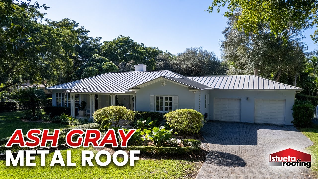Ash Gray Metal Roof Installation - Coral Gables, FL - YouTube