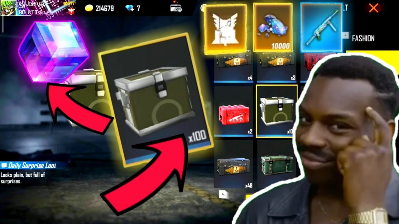 opening 100 daily surprise loot crate |Free fire - YouTube