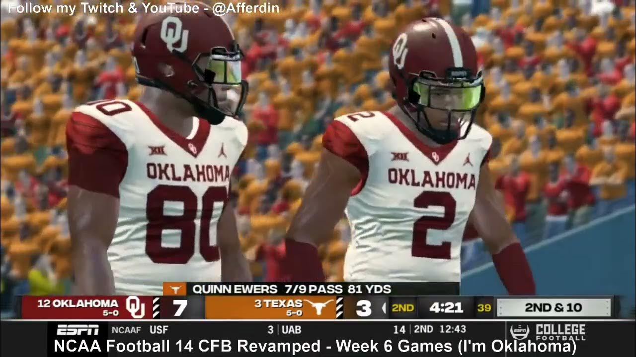 NCAA Football 14 CFB Revamped Mod Texas vs. Oklahoma & Alabama Vs. Texas A&M Stream 10/6/23 ...