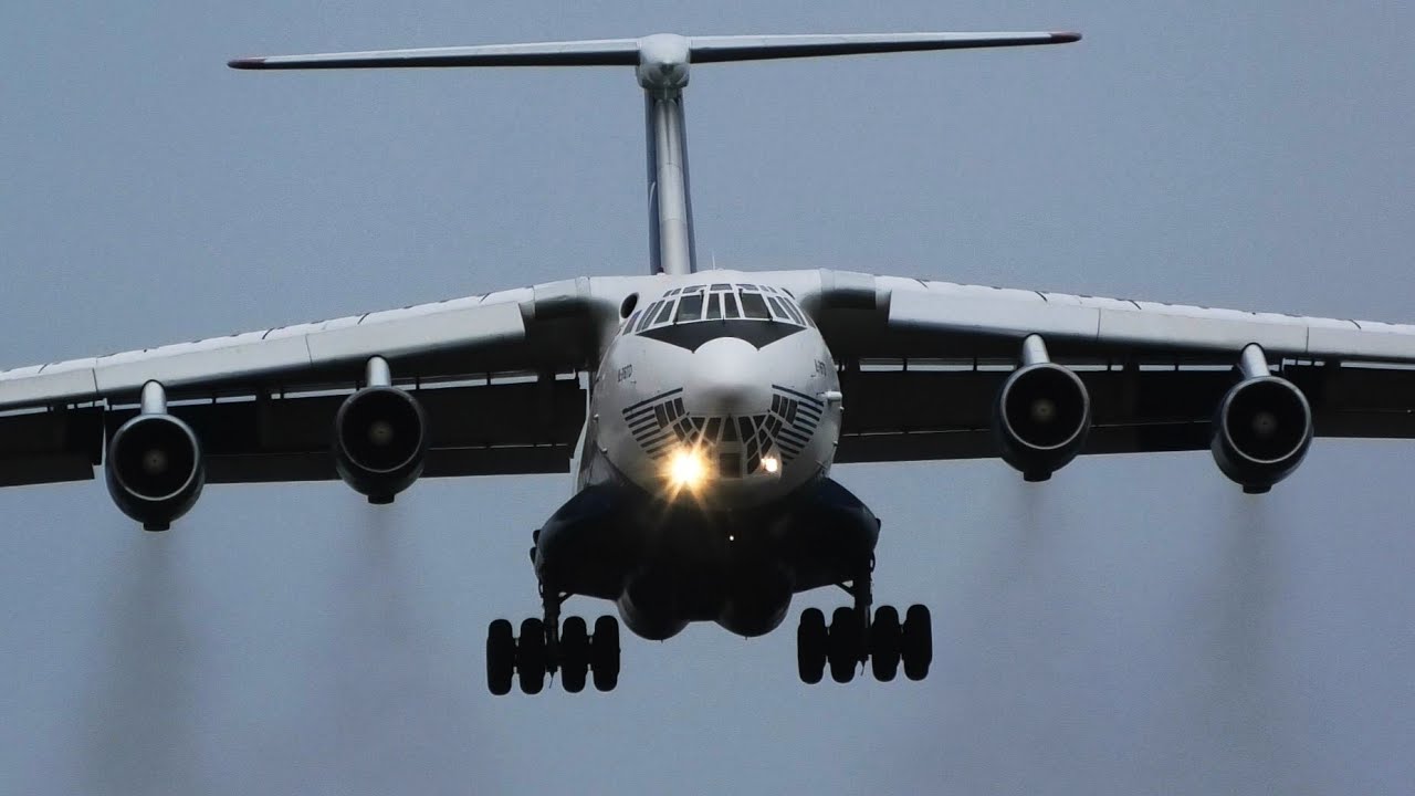 Silkway Ilyushin IL-76 Screaming Overhead Landing & Take Off Eindhoven ...