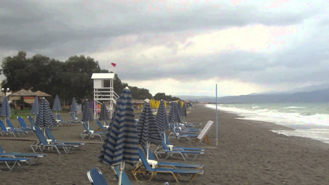 Crete Chania Beaches stormy weather - YouTube