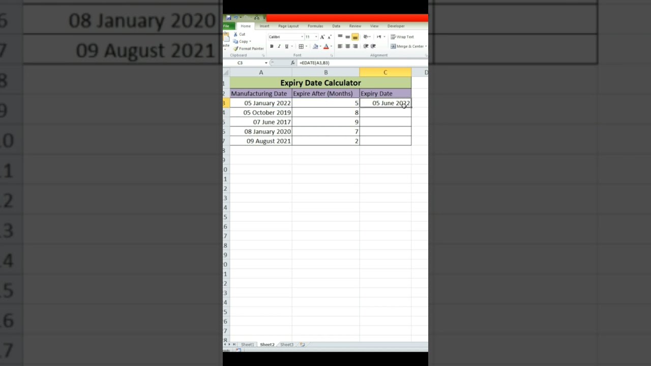 Expiry Date Calculator excel exceltraining excelbasico exceltips Expiry Date Calculator excel exceltraining excelbasico exceltips