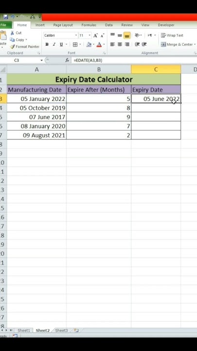 Expiry Date Calculator 🔥 #excel #exceltraining #excelbasico #exceltips #excelshortcut # ...