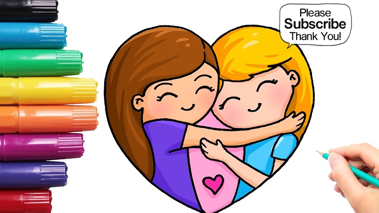 How to Draw Best Friends Forever Heart Easy - YouTube