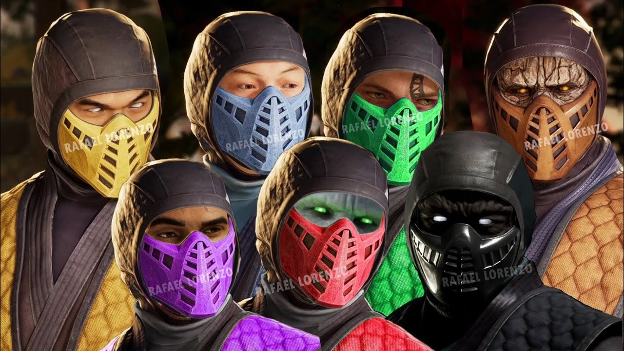 Mortal Kombat ALL NINJAS SCORPION SUB-ZERO REPTILE ERMAC TREMOR RAIN ...