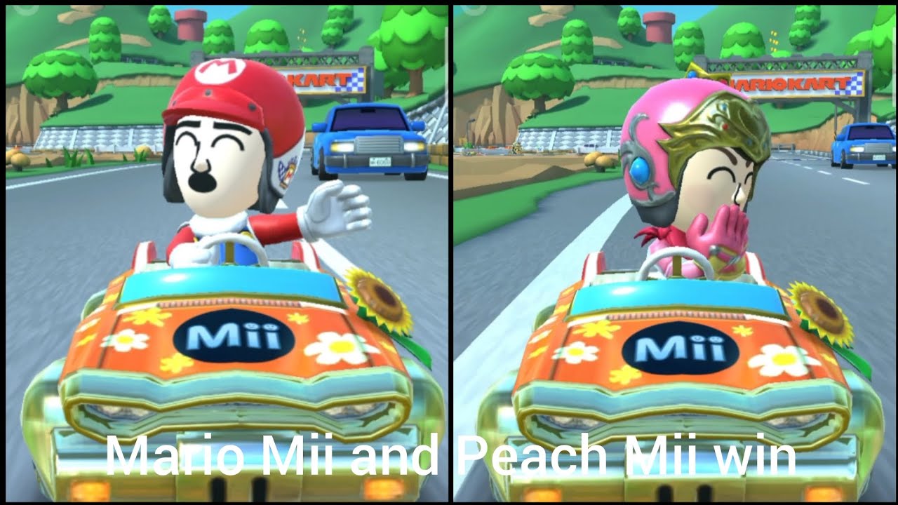 Mario Mii and Peach Mii in DS Shroom Ridge (150cc) - YouTube