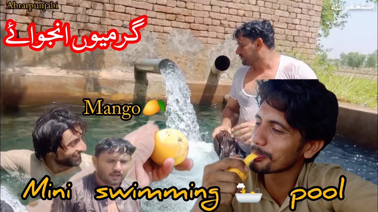 Mini swimming 🛀 pool/garmiya enjoying/eating mongo🥭/#abrarpunjabi - YouTube