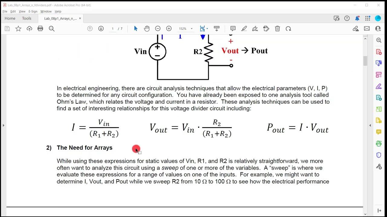 CSCI 109: - Lab 8.1 Overview - Arrays and the "Voltage Dividers" - YouTube