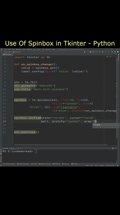 How To Use Spinbox In Tkinter Python Easy Steps Learnpython Tutorial Pythonprogramming