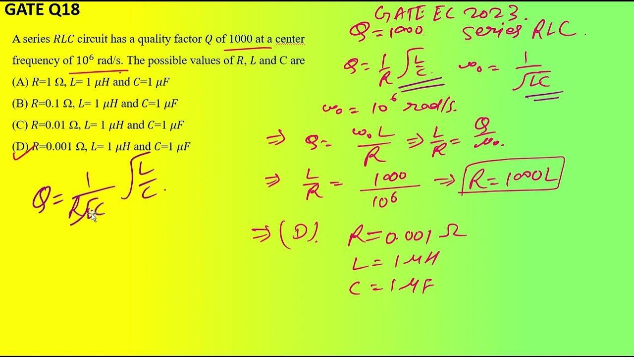 GATE EC 2023 Q18 Solution: Network Theory (NT) - YouTube