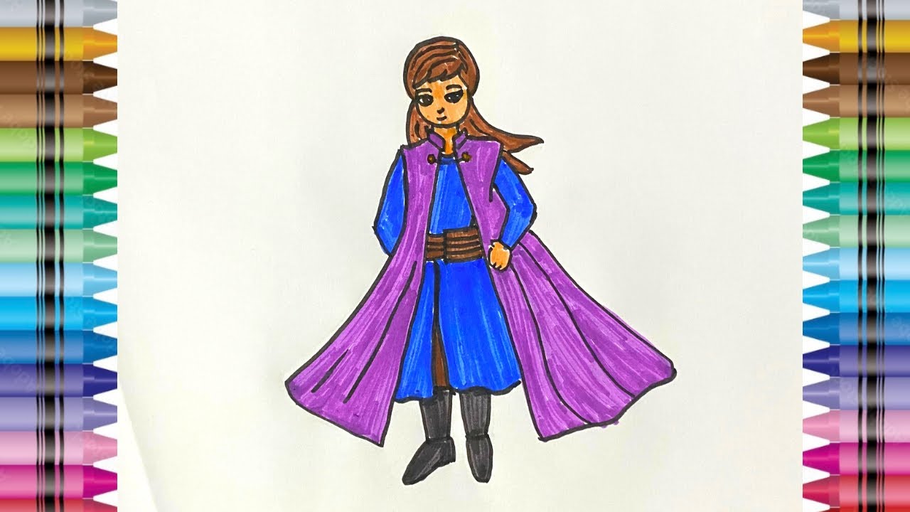 How to Draw princess Anna from Frozen coloring page | Disney princess ...