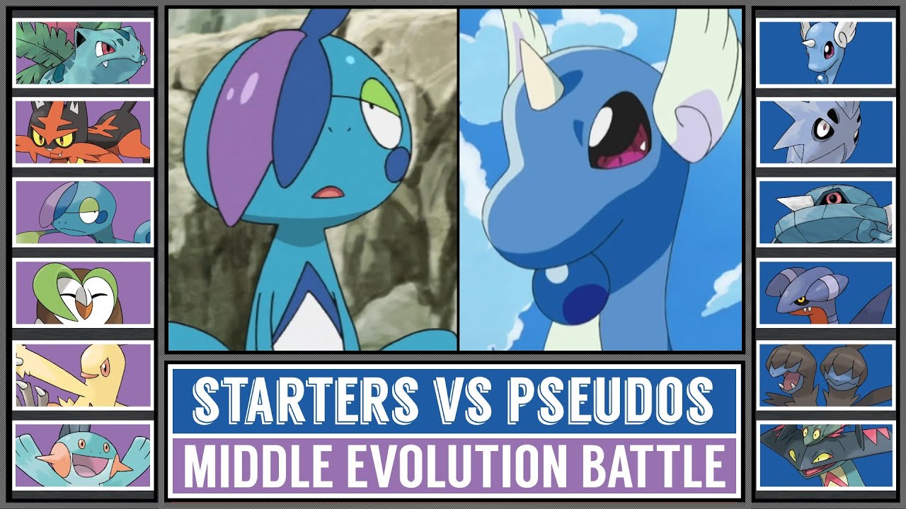 Middle Evolution Pokémon Battle | STARTER POKÉMON vs PSEUDO LEGENDS ...