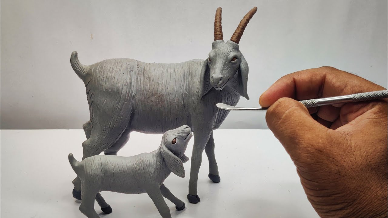 Clay Sculpting: Goat, How to make animals with clay easy,clay modelling ...