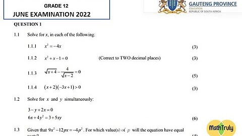 FULL MEMO Maths Paper 1 Gauteng June 2022 Grade 12 - YouTube