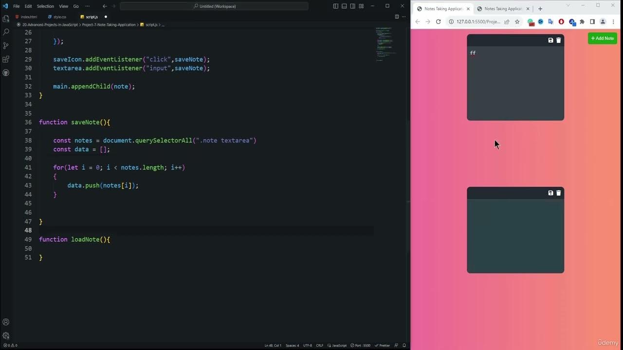Notes taking application - JS - YouTube