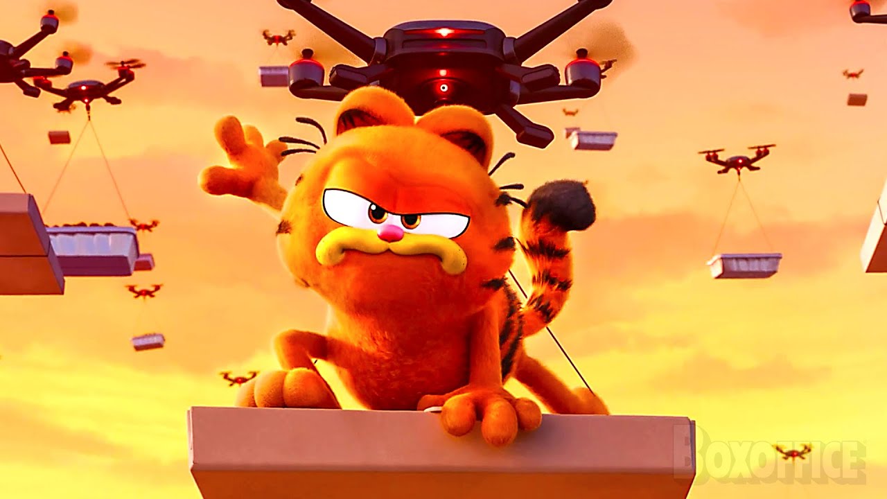 Garfield saves his Father with Pizzas and Drones | The Garfield Movie ...