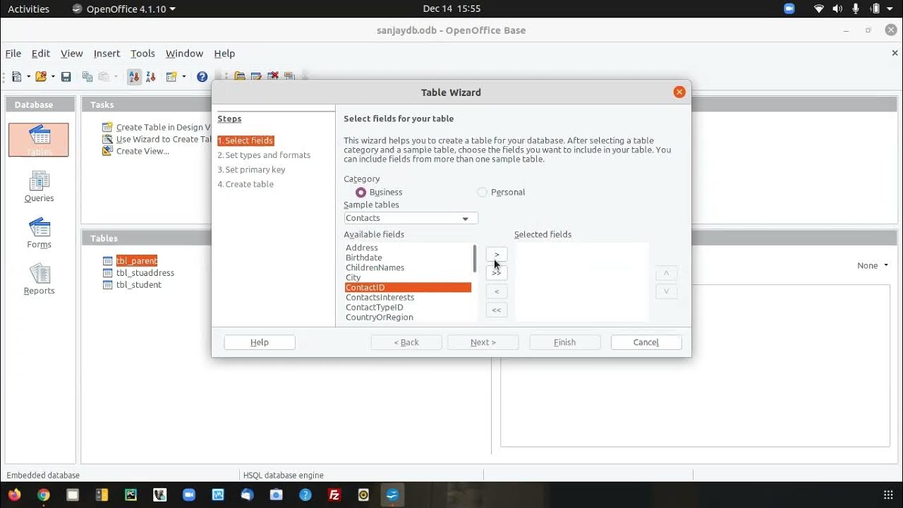 How to create table using table wizard - YouTube