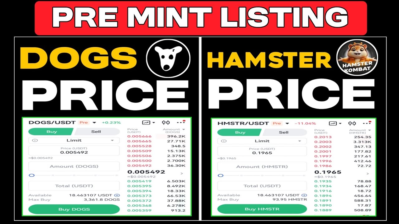 Dogs Listing Price Update 😱 Hamster Listing Price Update 😱 Gateio Pre ...