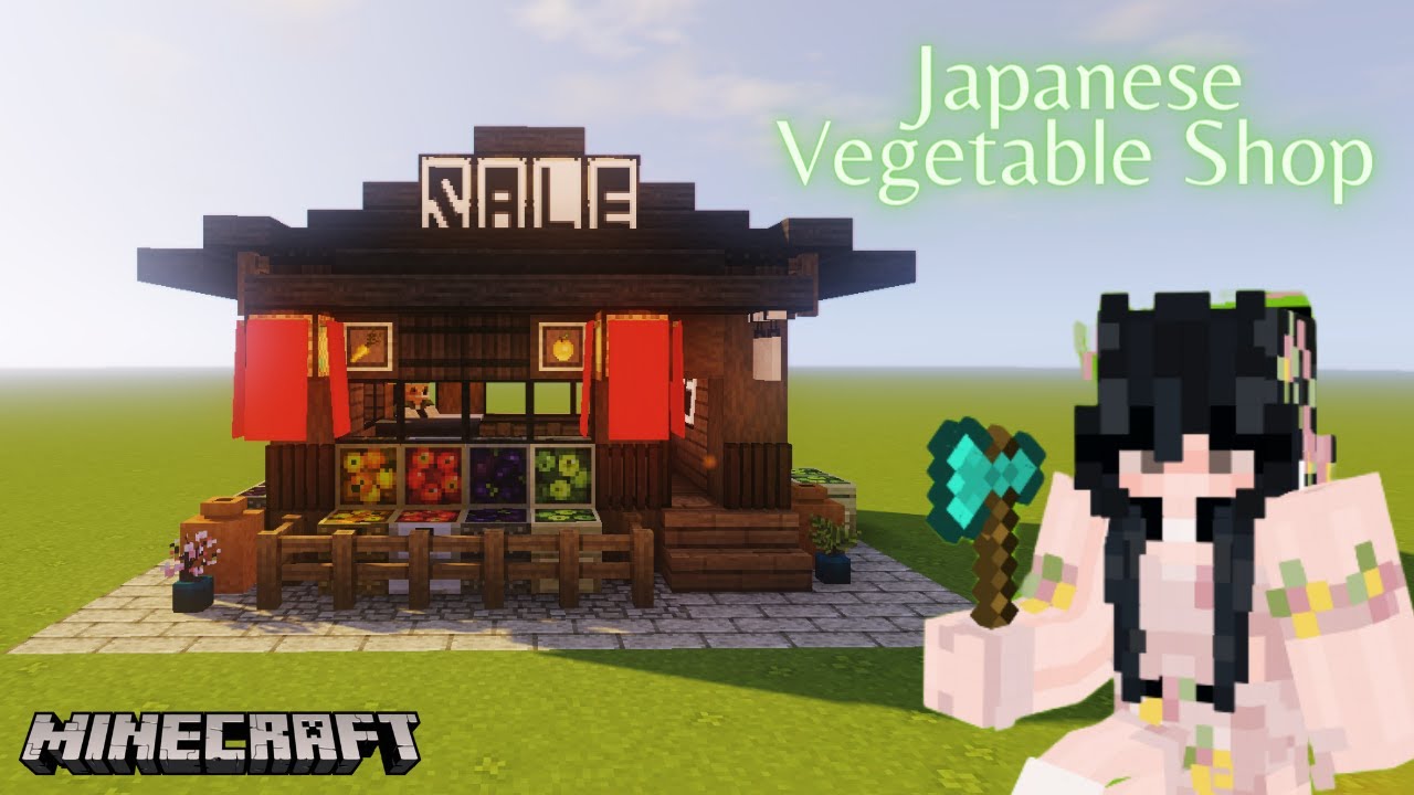 Minecraft: Japanese Vegetable Shop for your Cherry Blossom Biome - YouTube