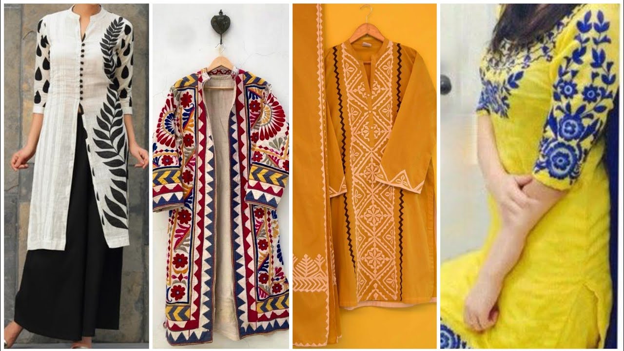 Amazing look simple style women and girls applic work dress designing ...