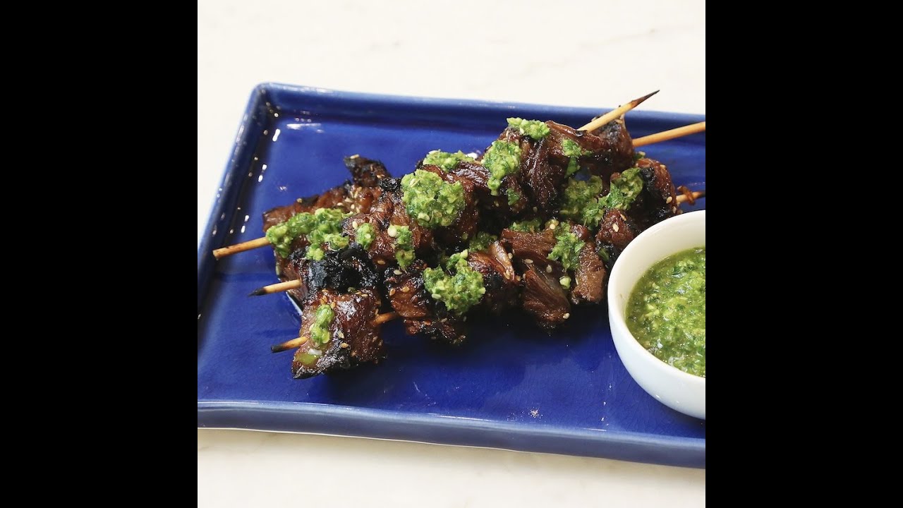 Cho Cho Beef Skewers w/ Chimichurri Sauce - YouTube
