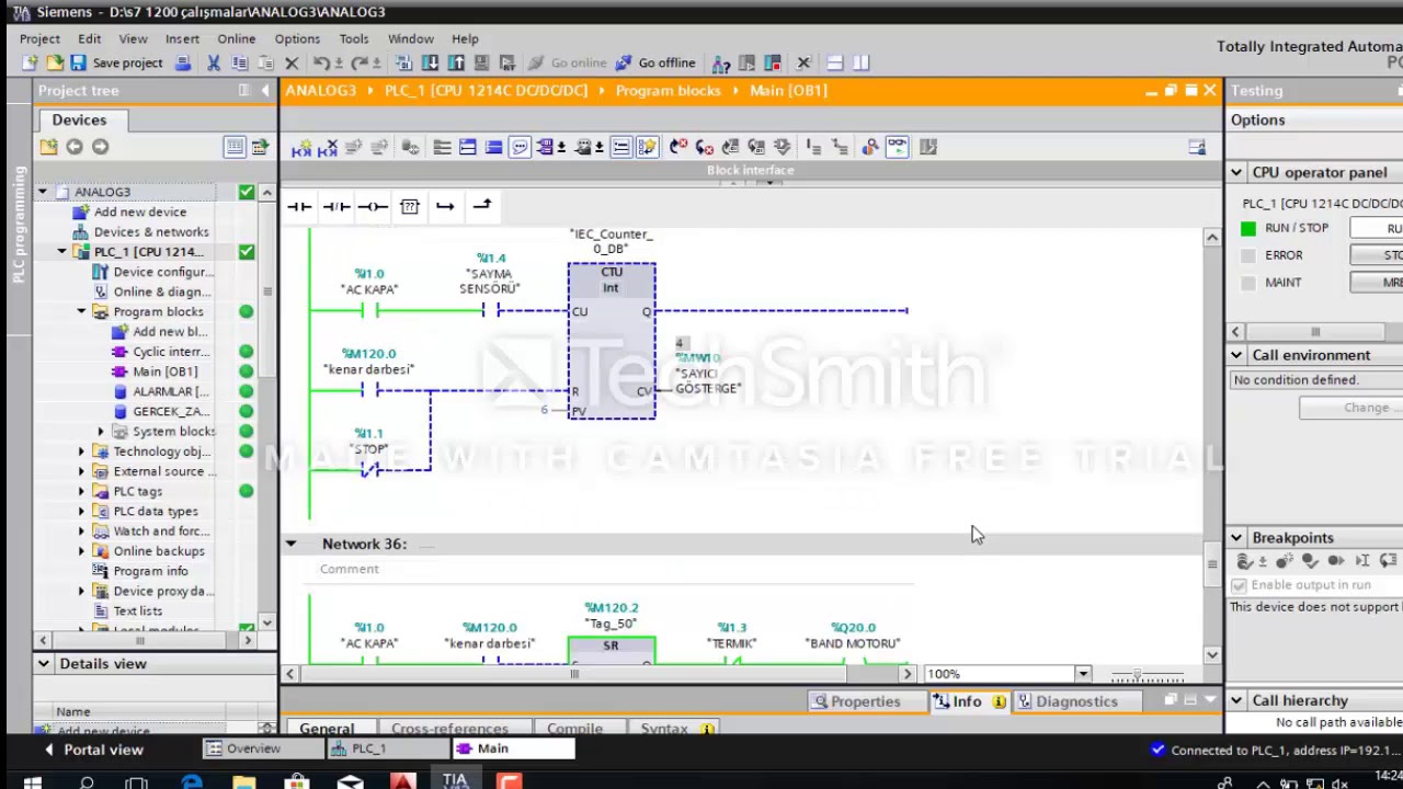 TIA PORTAL BAND PAKETLEME PROJESİ ( 2 ad. SENSÖR / 1 AD. CTU İLERİ ...