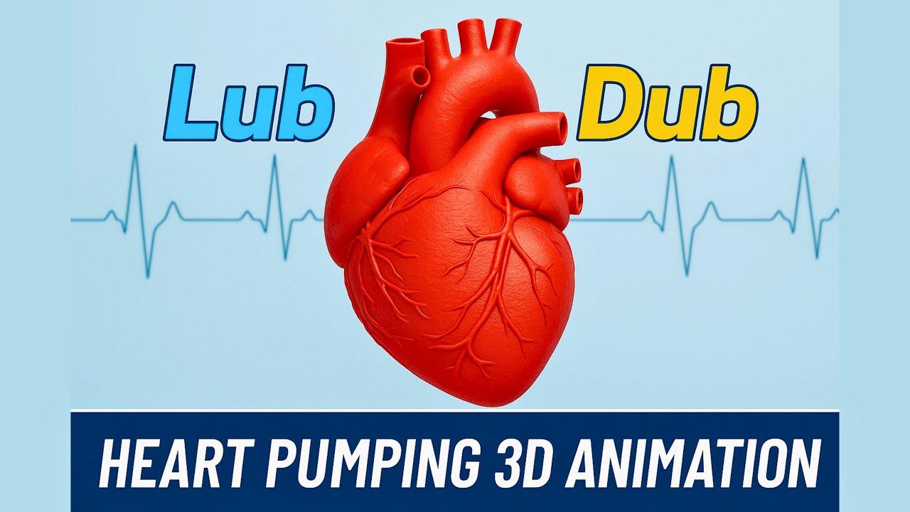 Heart Beating Animation with S1 & S2 Sounds | How the Heart Pumps Blood ...