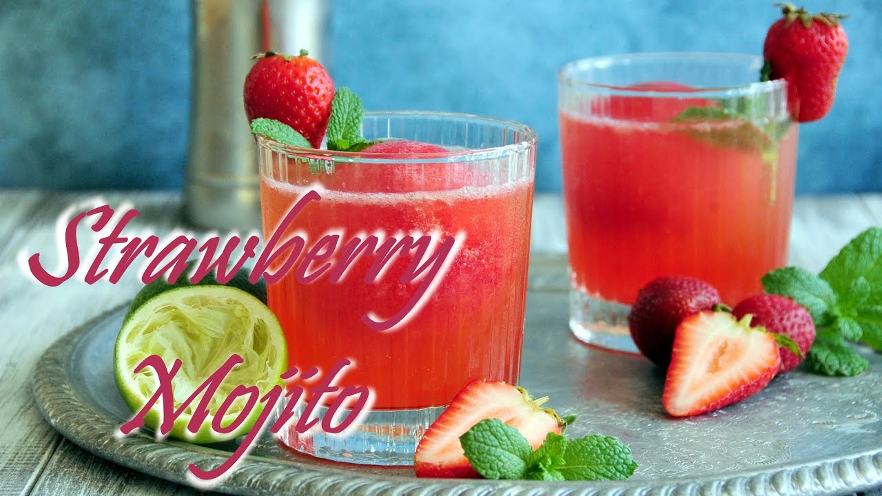 Strawberry Mojito with Giant Strawberry Ice Sphere - Gorgeous Cocktail ...