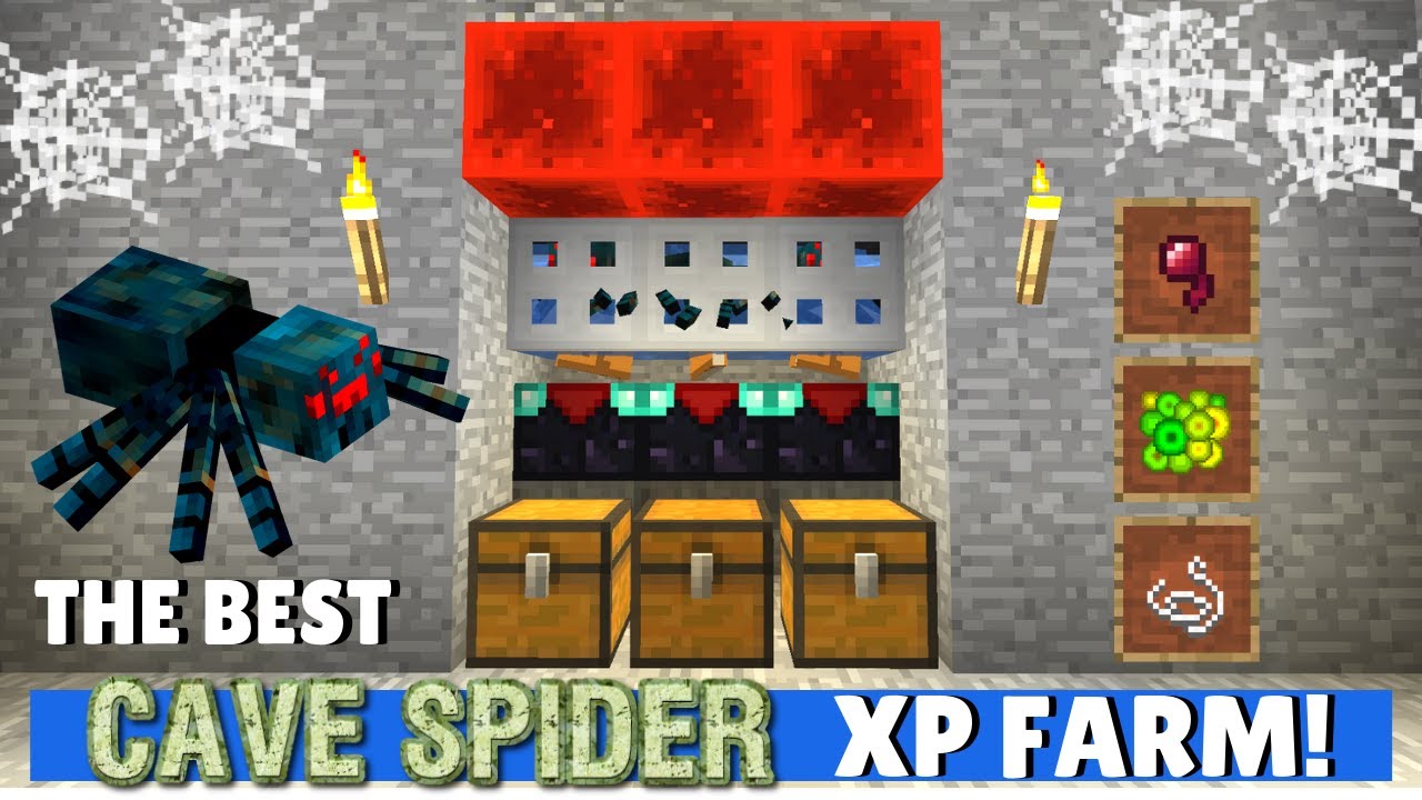 Minecraft Cave Spider XP Farm Tutorial | BEST DESIGN 1.13+ Cave Spider ...