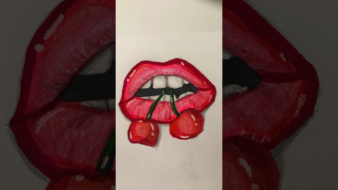 Cherry lips drawing #art #cherry #lips #drawing #youngartist - YouTube