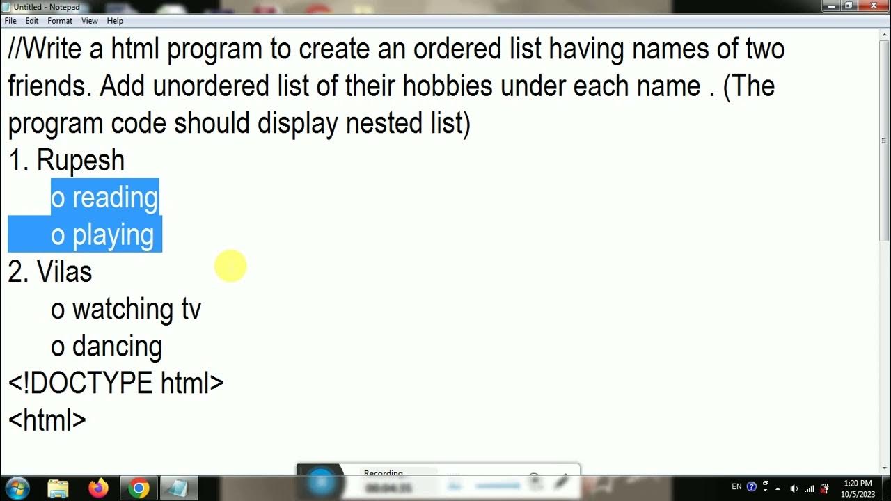 Order And Unorder List Programm 1 Youtube