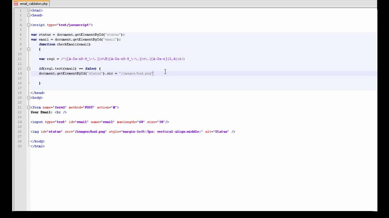 Instant Email validation using javascript - Part 2 of 2 - Web tutorials ...