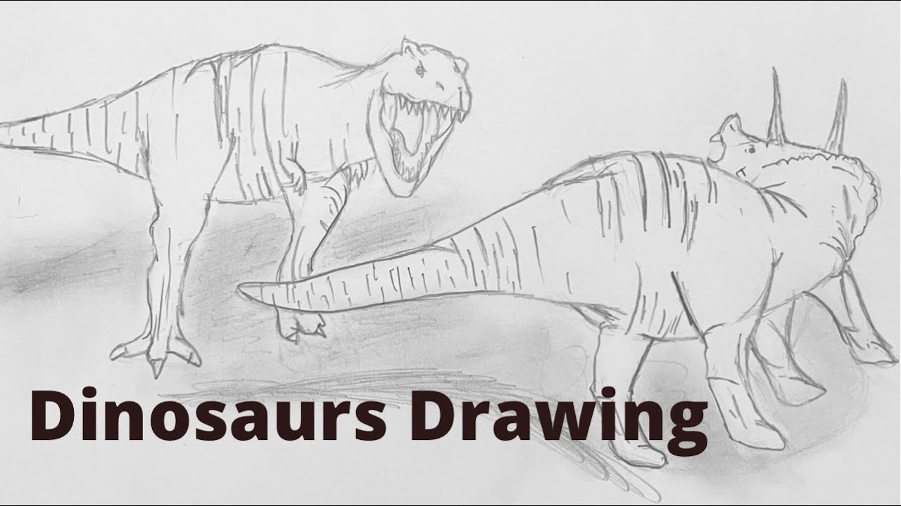 How to draw fighting dinosaurs/ Jurassic world dinosaurs/ TRex and ...