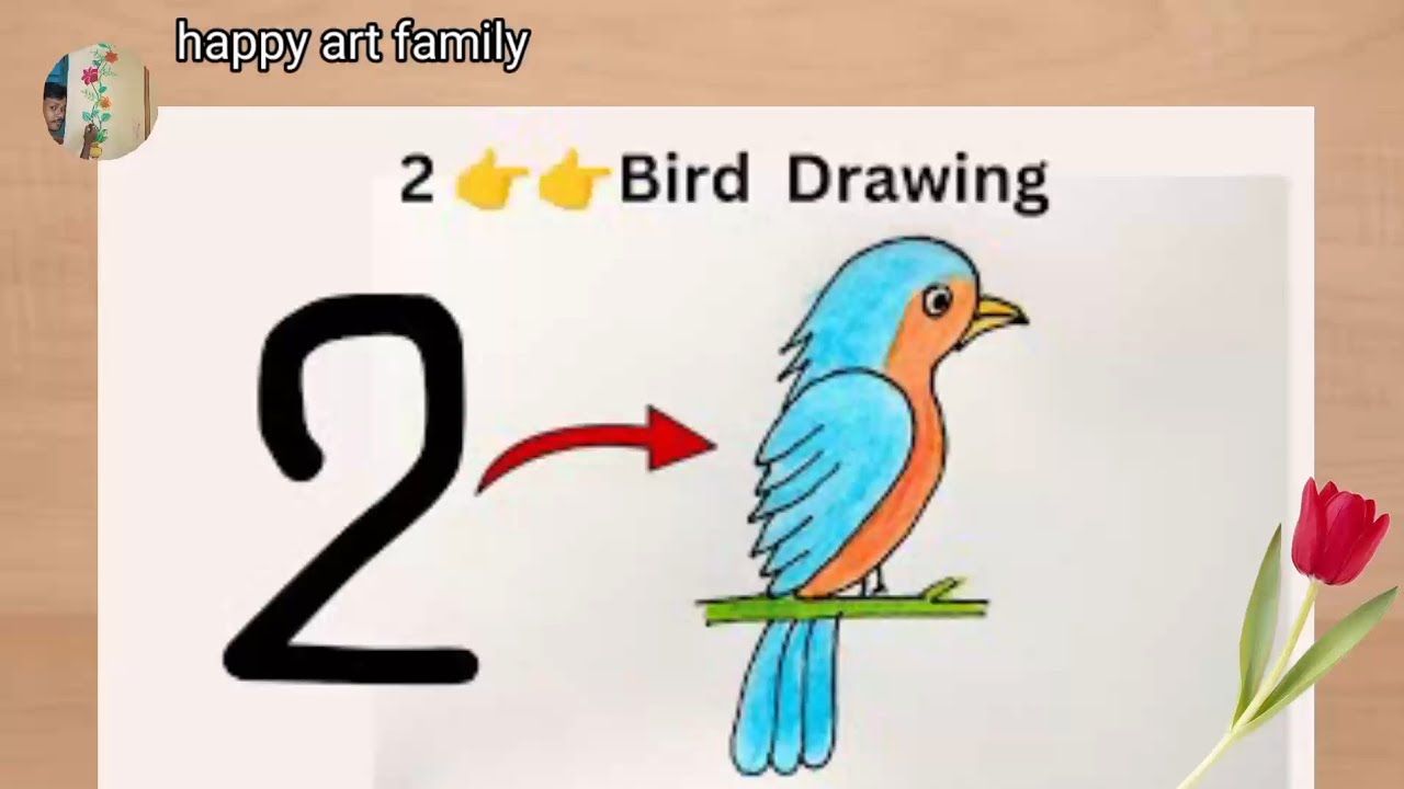 2 letter drawing bird || easy bird drawing || chitra - YouTube