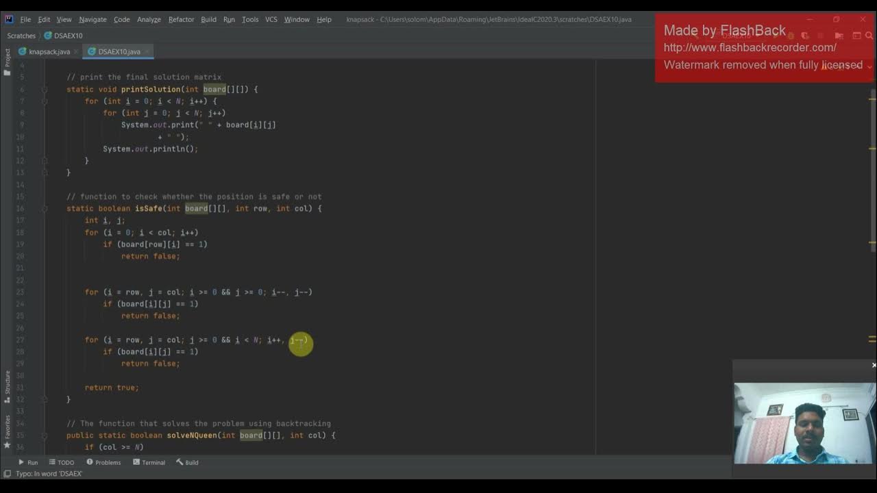 Backtracking Algorithm for 8-Queens Problem - YouTube