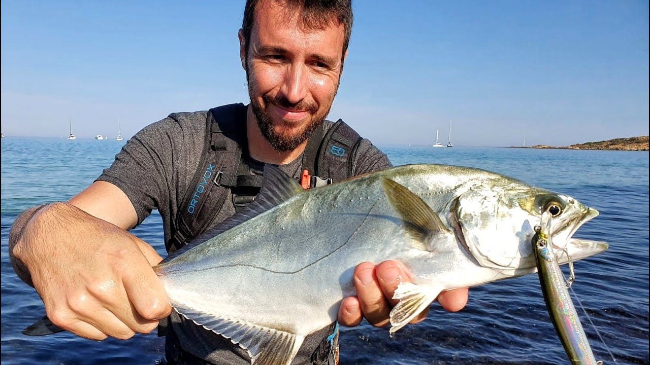 Shore Spinning, Leerfish from the Beach in Corsica - YouTube