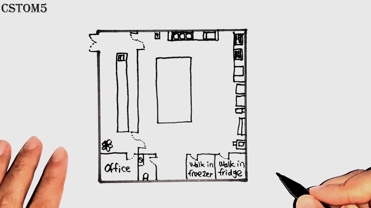 How to draw Bakery Cafe Easy Floor Plan - YouTube