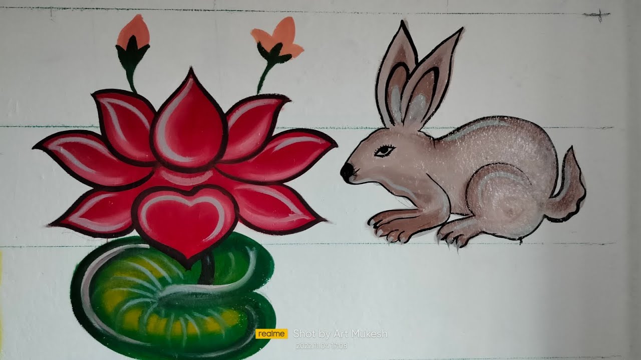 #Kamal flower petting #how to draw a Kamal flower painting# lotes ...