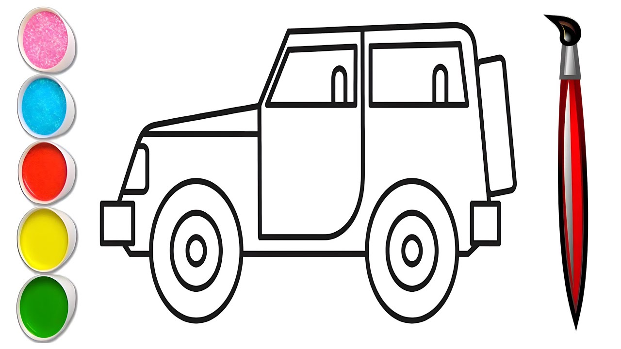 how to draw jeep drawing painting coloring | jeep car easy drawing cute ...