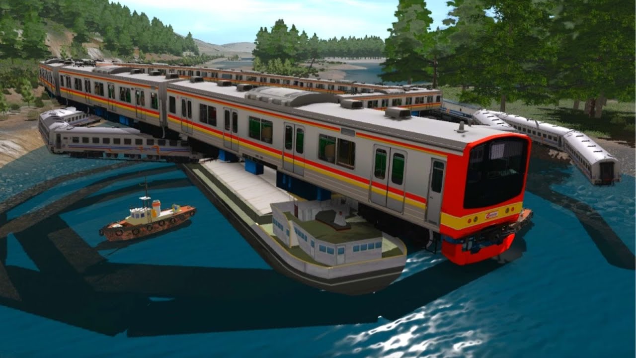 Long Train Jumps Over Cruise Ship | Kereta Api Melompati Kapal Laut ...