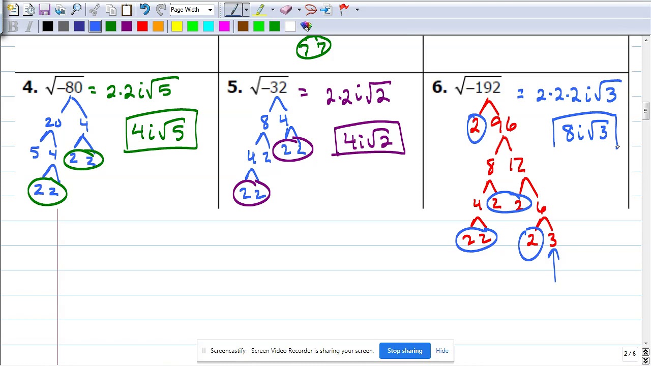 Algebra 2 Sp2020---18 Pure Imaginary Numbers - Youtube