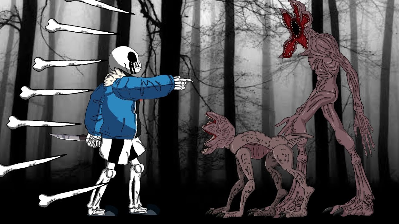 KILLER!Sans Vs DemonGorgon And DemoDog ( Stranger Things) - DC2 - YouTube
