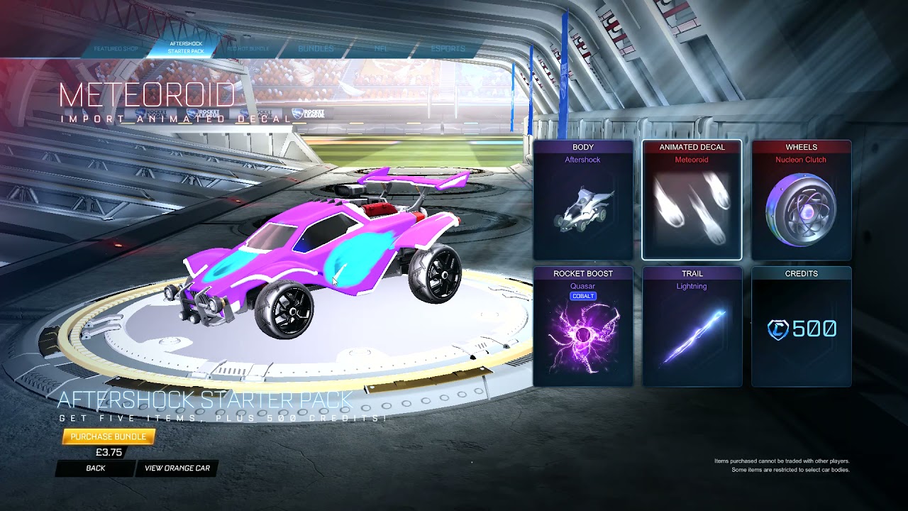 NEW AFTERSHOCK STARTER PACK SHOWCASE IN ROCKET LEAGUE! - YouTube