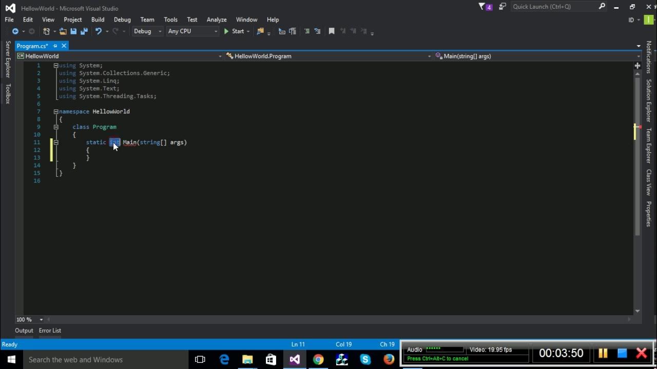 C# - HelloWorld Program - YouTube